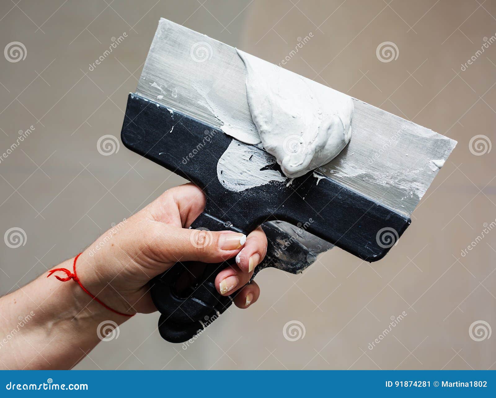 Worker Working with Wall Plastering Tools Inside a House Stock Image ...