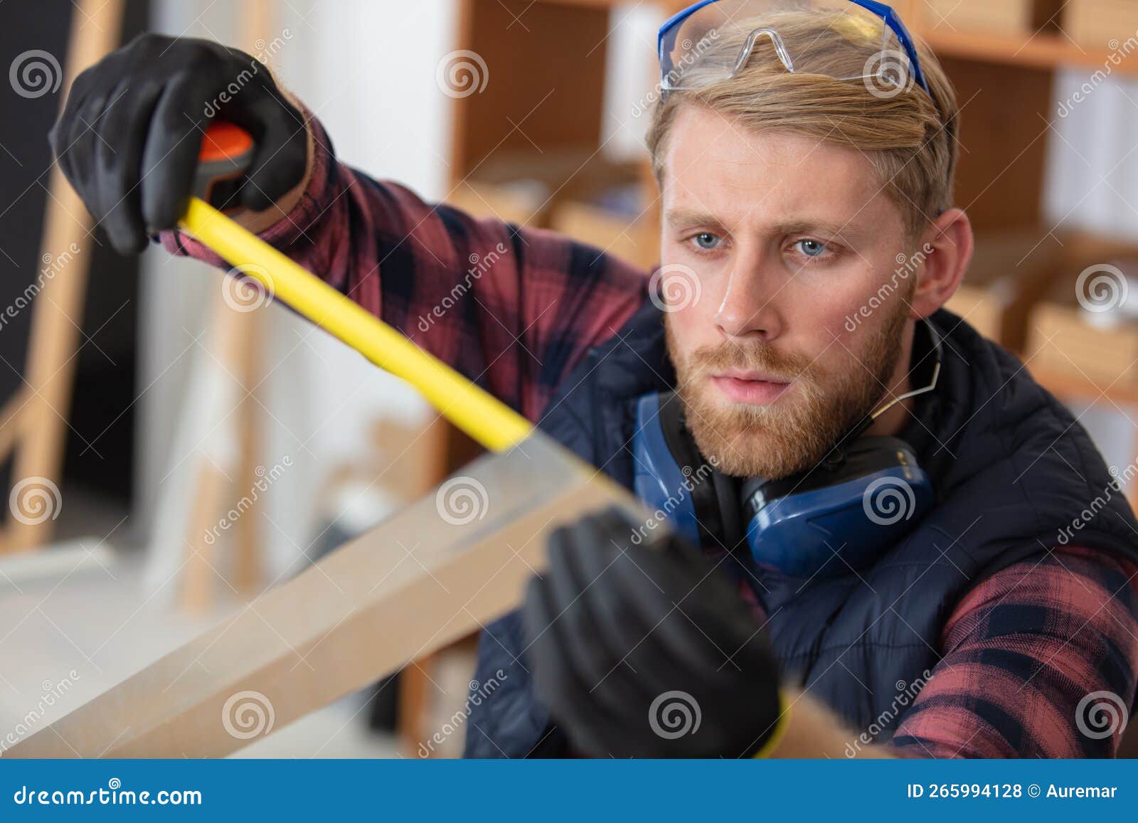 Worker in Workshop Measuring Metal Stock Photo - Image of workshop ...