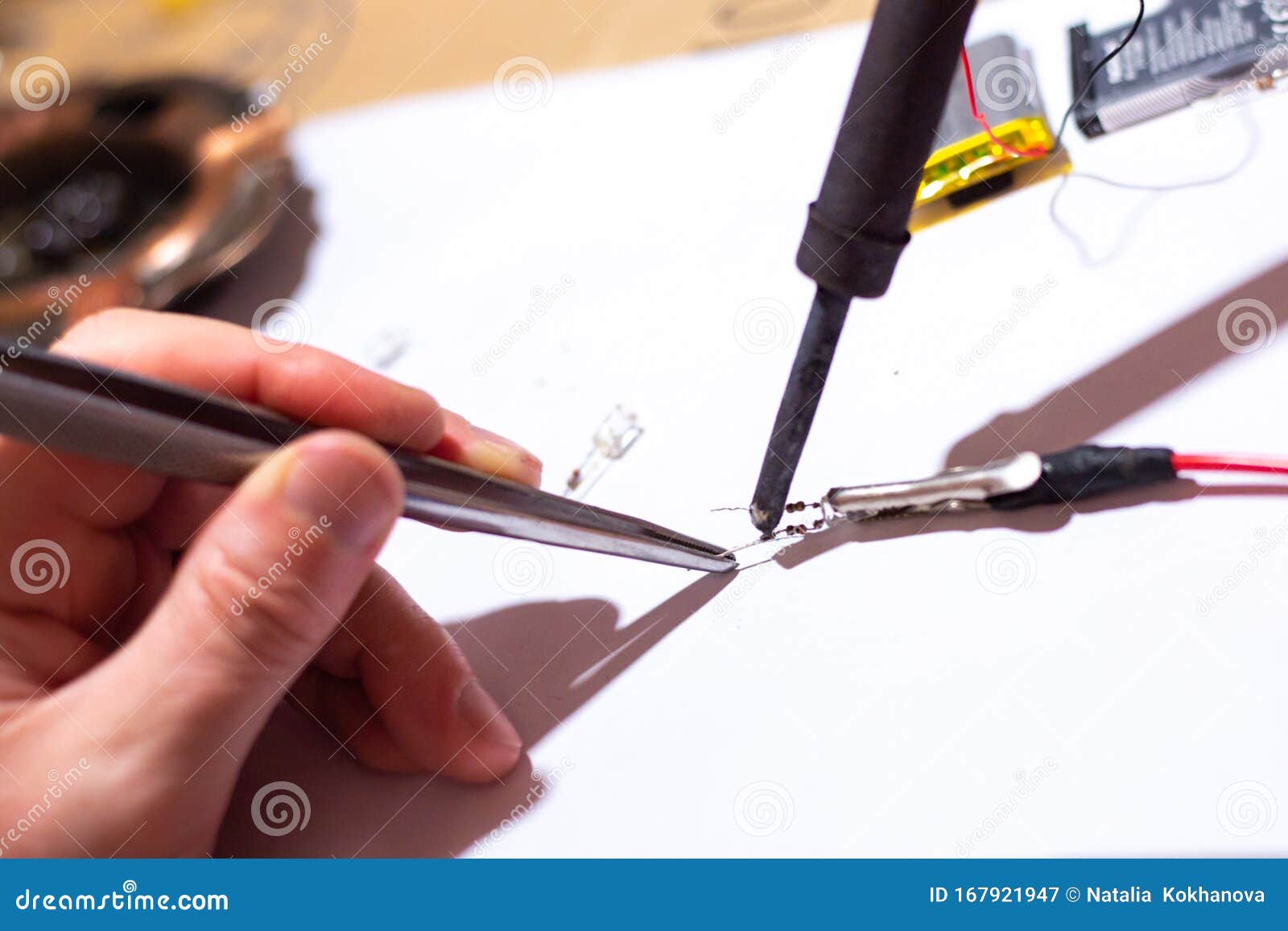 Worker in a Workshop Soldering an Electric Diode Stock Image - Image of ...
