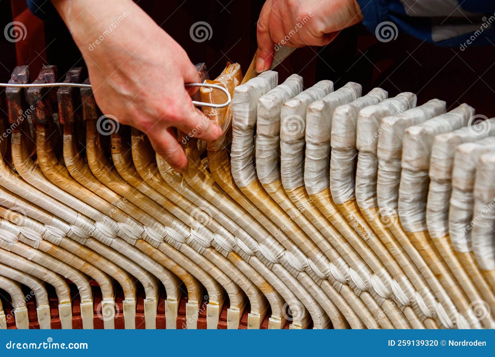 Worker Wraps Stator Copper Bus Bars with Insulation Fabric Stock Photo ...