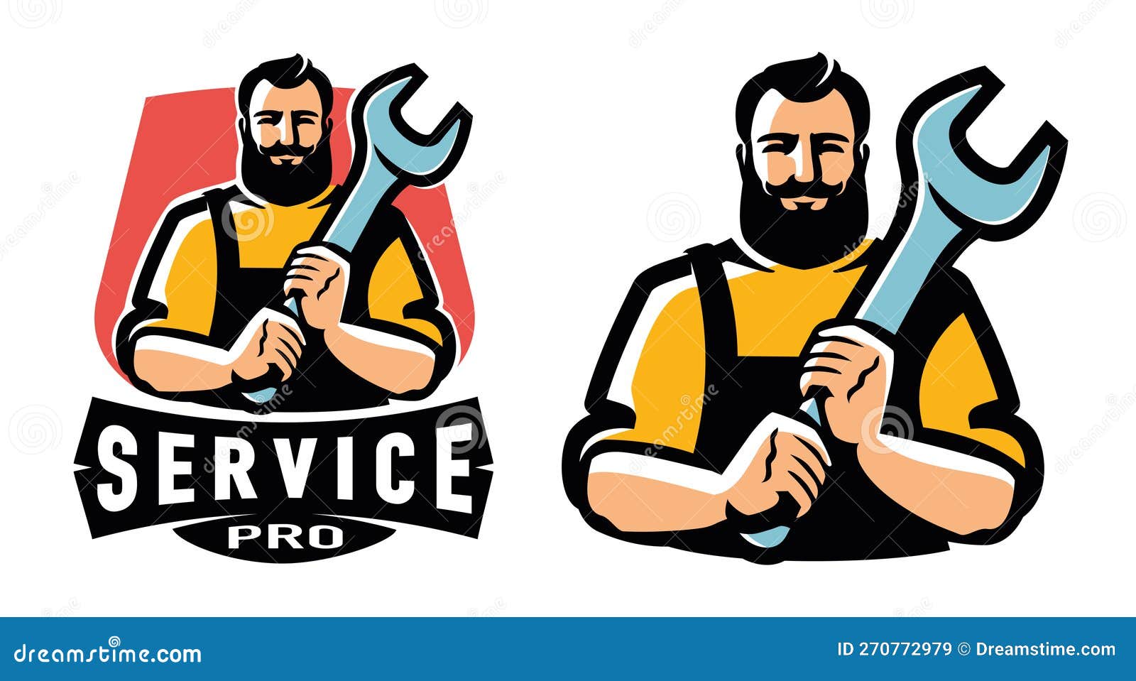 Worker with Wrench. Engineer, Technician, Mechanic Emblem. Workshop ...