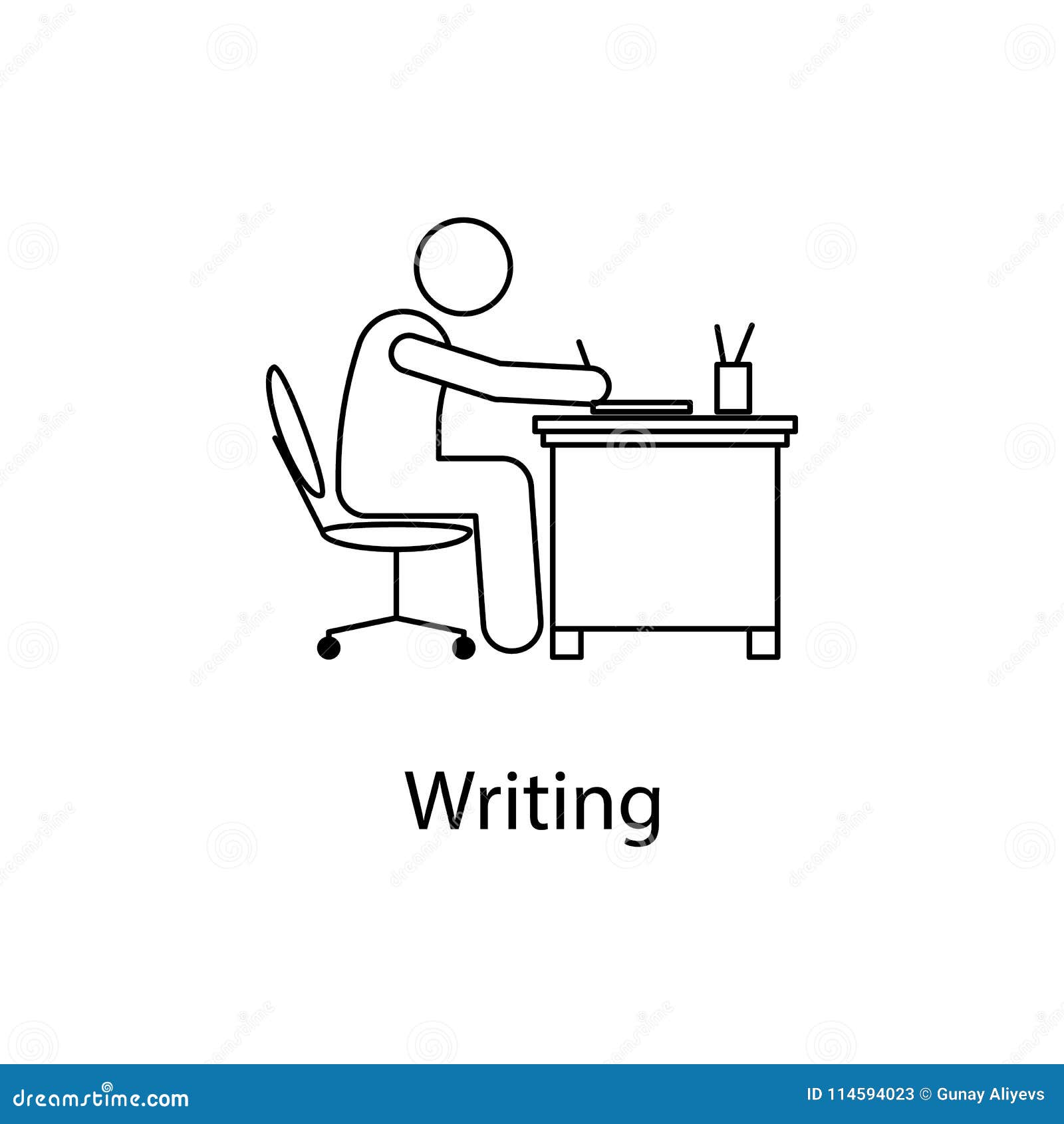 Worker is Writing Icon. Element Man in Front of a Computer in the ...