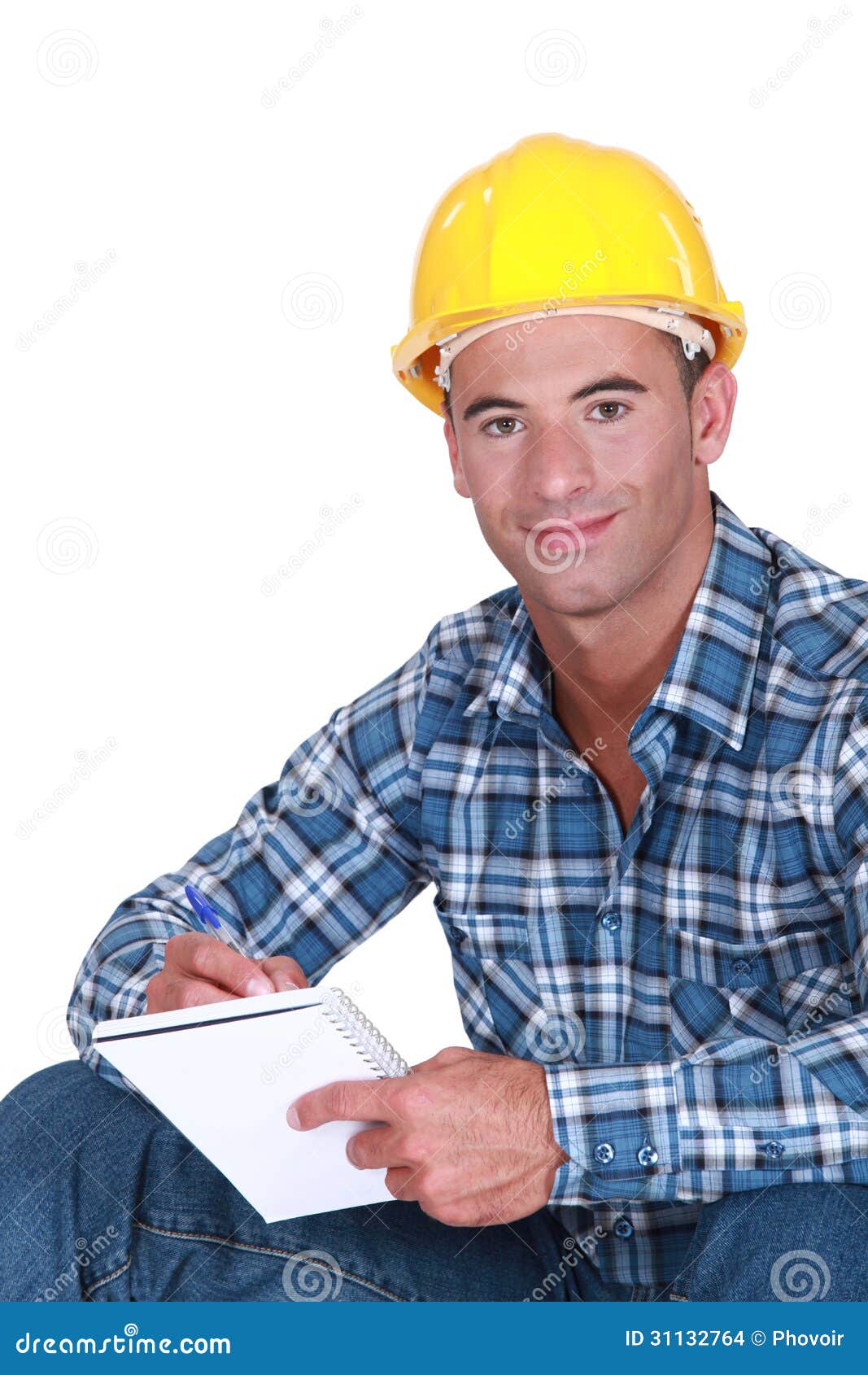 Worker writing in notebook stock photo. Image of note - 31132764