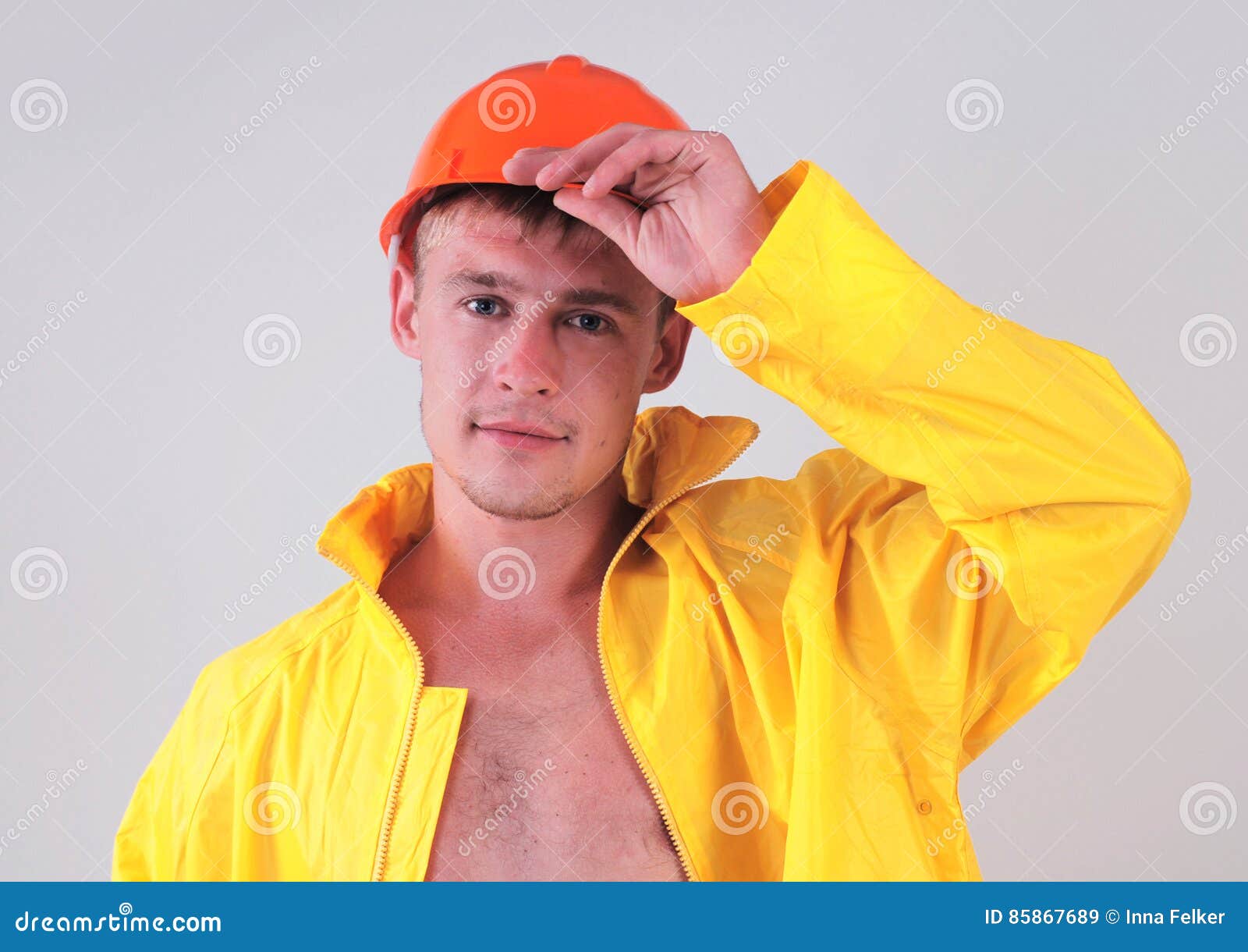 Worker in yellow uniform stock image. Image of manual - 85867689