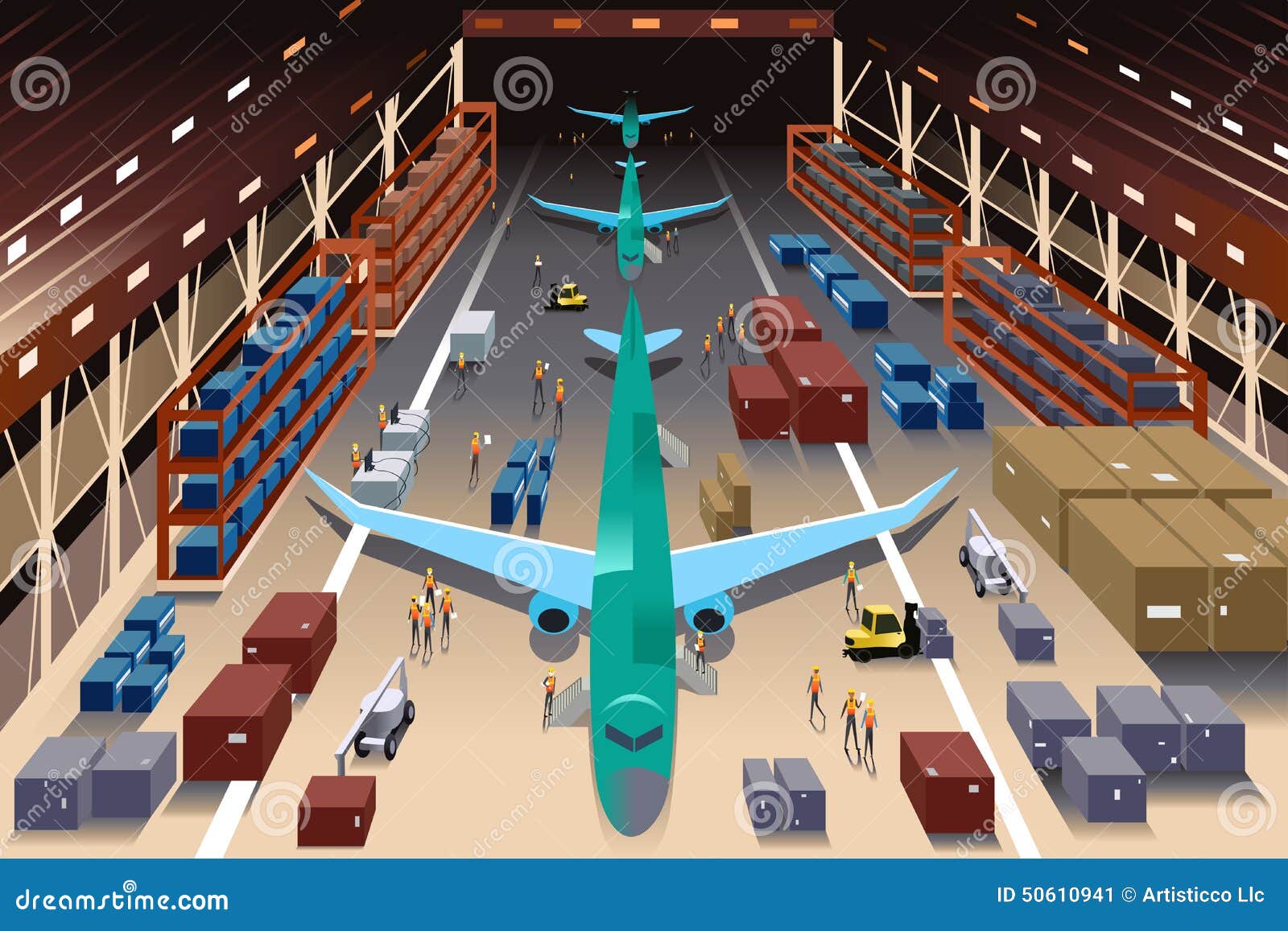Workers in an Airplane Factory Stock Vector - Illustration of plane ...