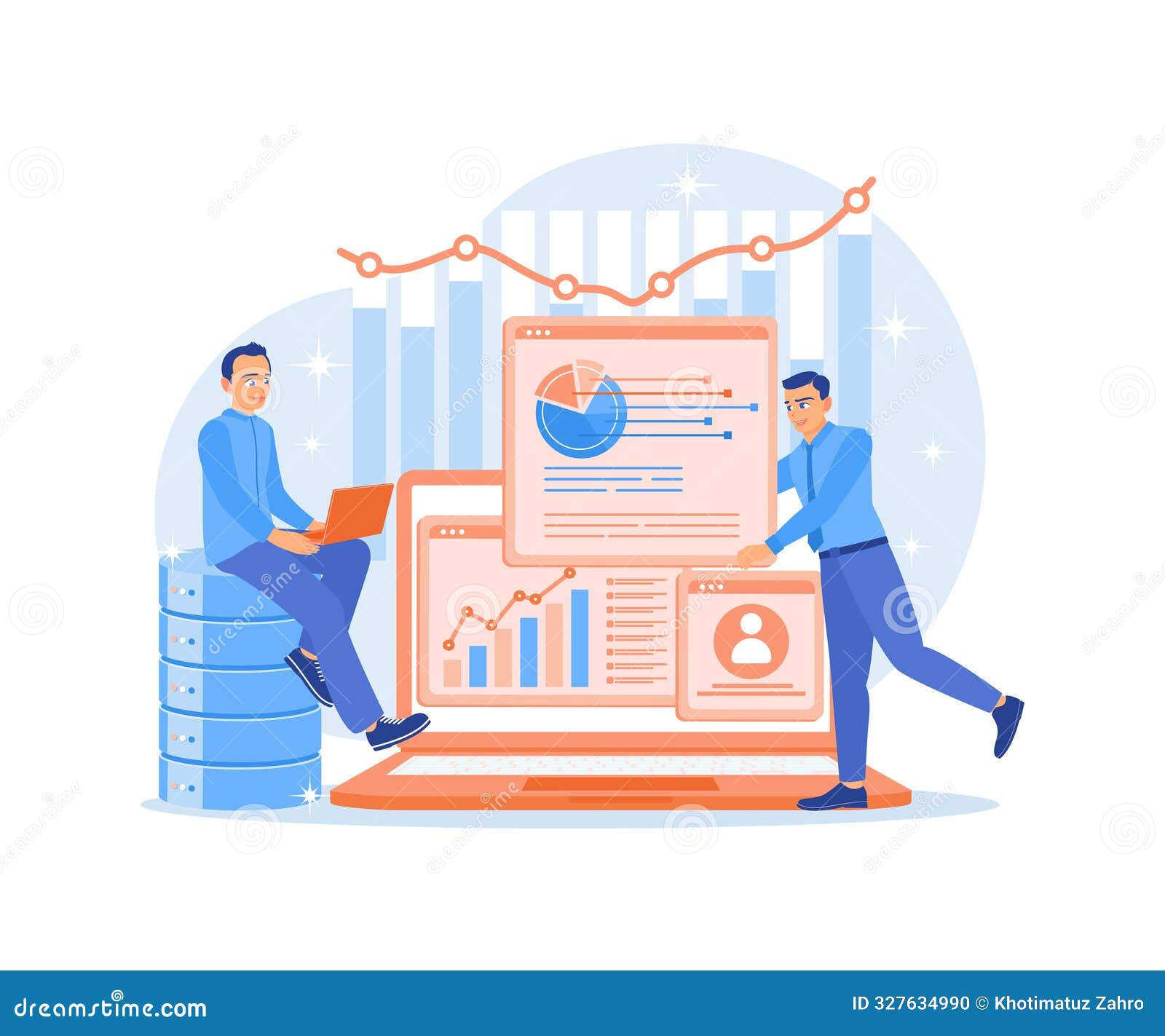 Workers Analyze Digital Information. Store Data in a Secure Database ...