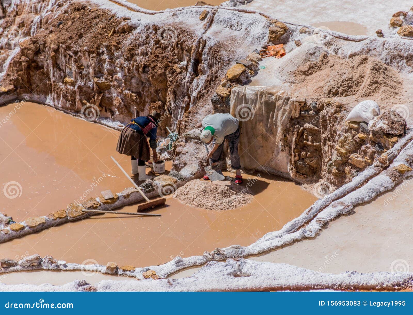 Workers at the Ancient Salt Mines of Maras, Peru. Editorial Stock Photo ...
