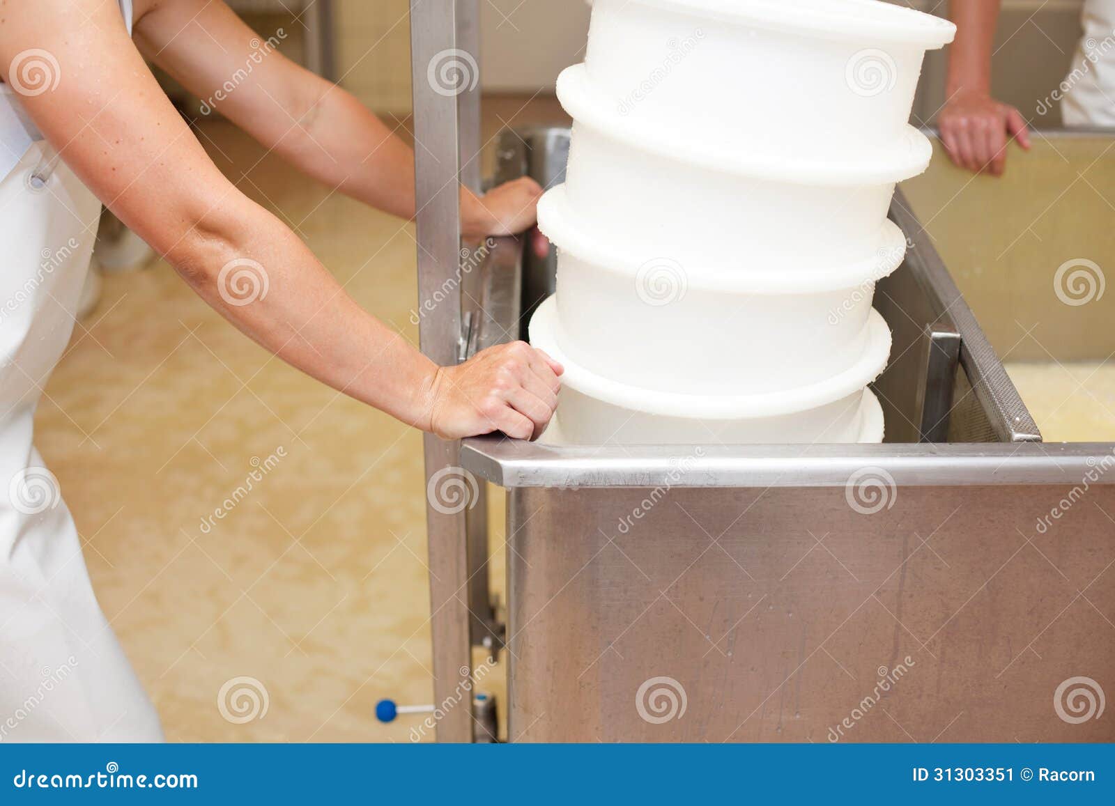 Workers Around the Vat-Machine in the Cheesemaking Stock Image - Image ...