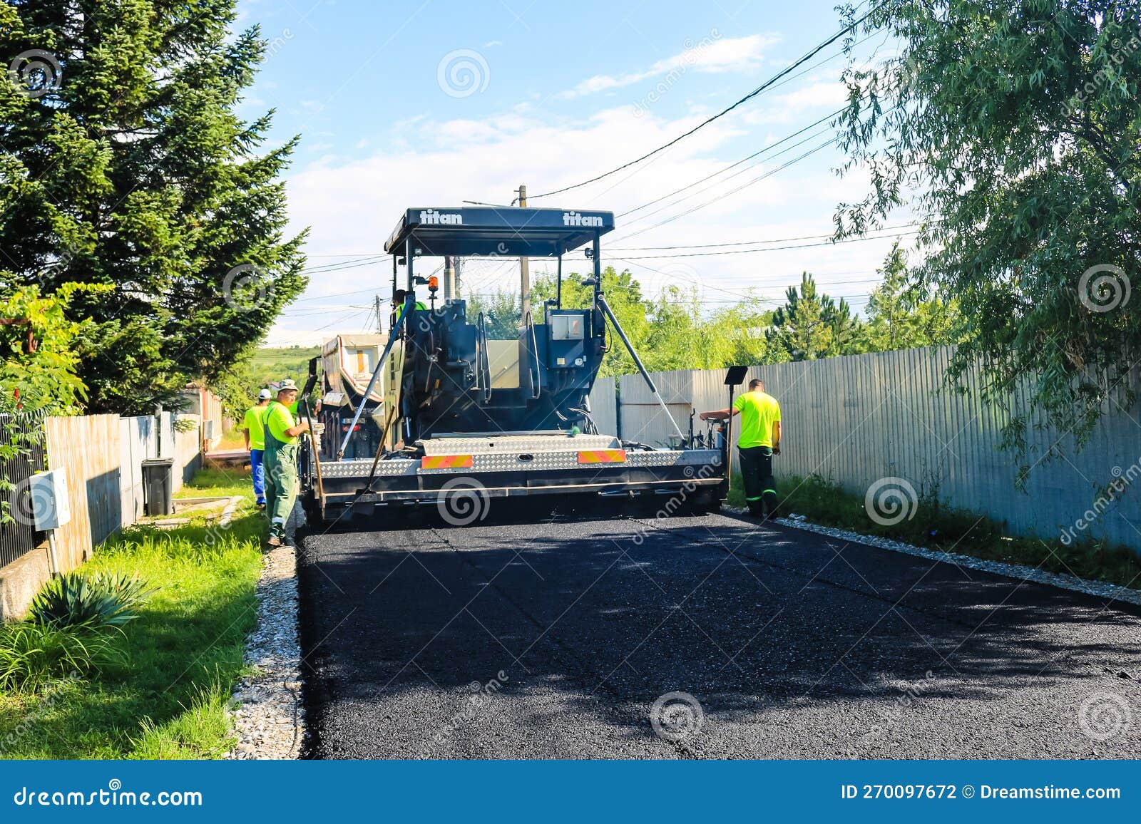 Workers and Asphalting Machines. Construction, Asphalting of New Road ...