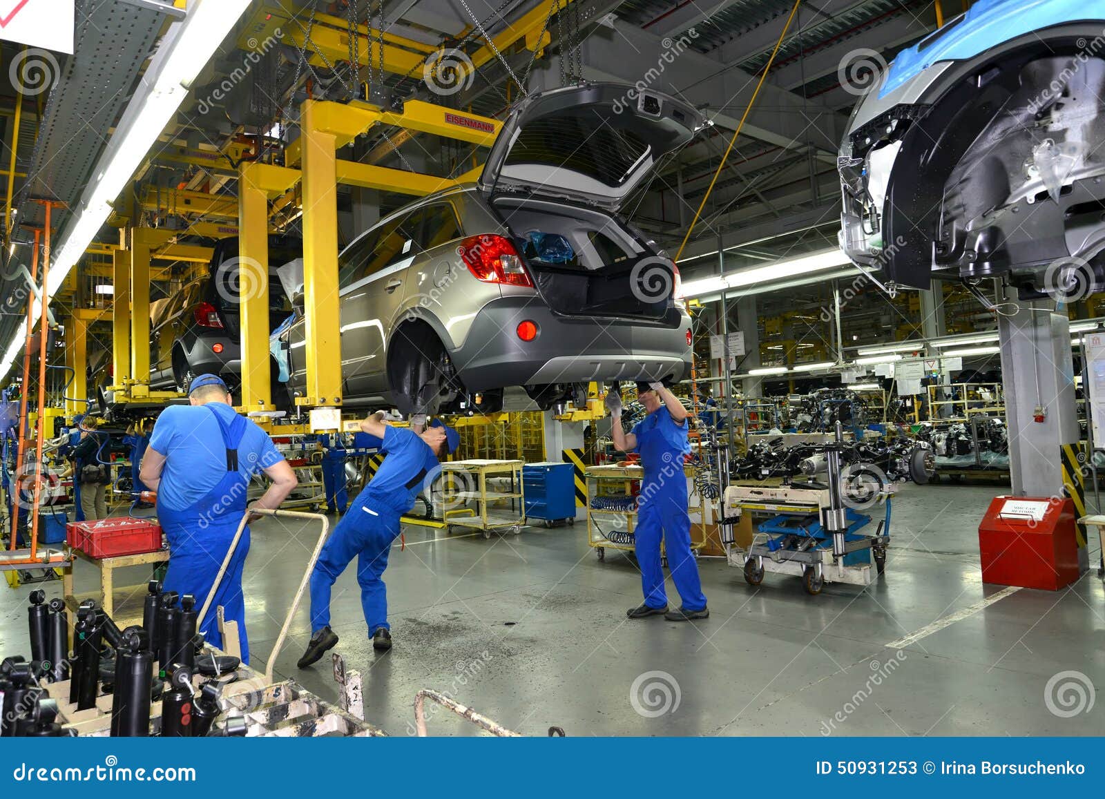Workers on the Assembly Conveyor of Automobile Plant Editorial Stock ...