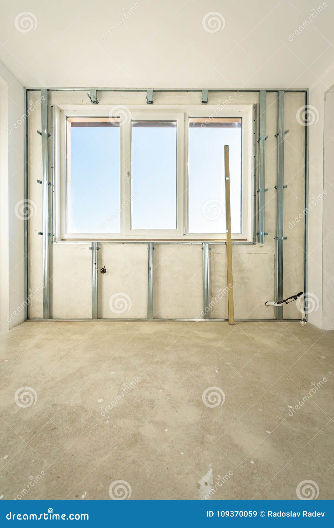 Workers are Assembly Gypsum Wall. Stock Image - Image of building ...