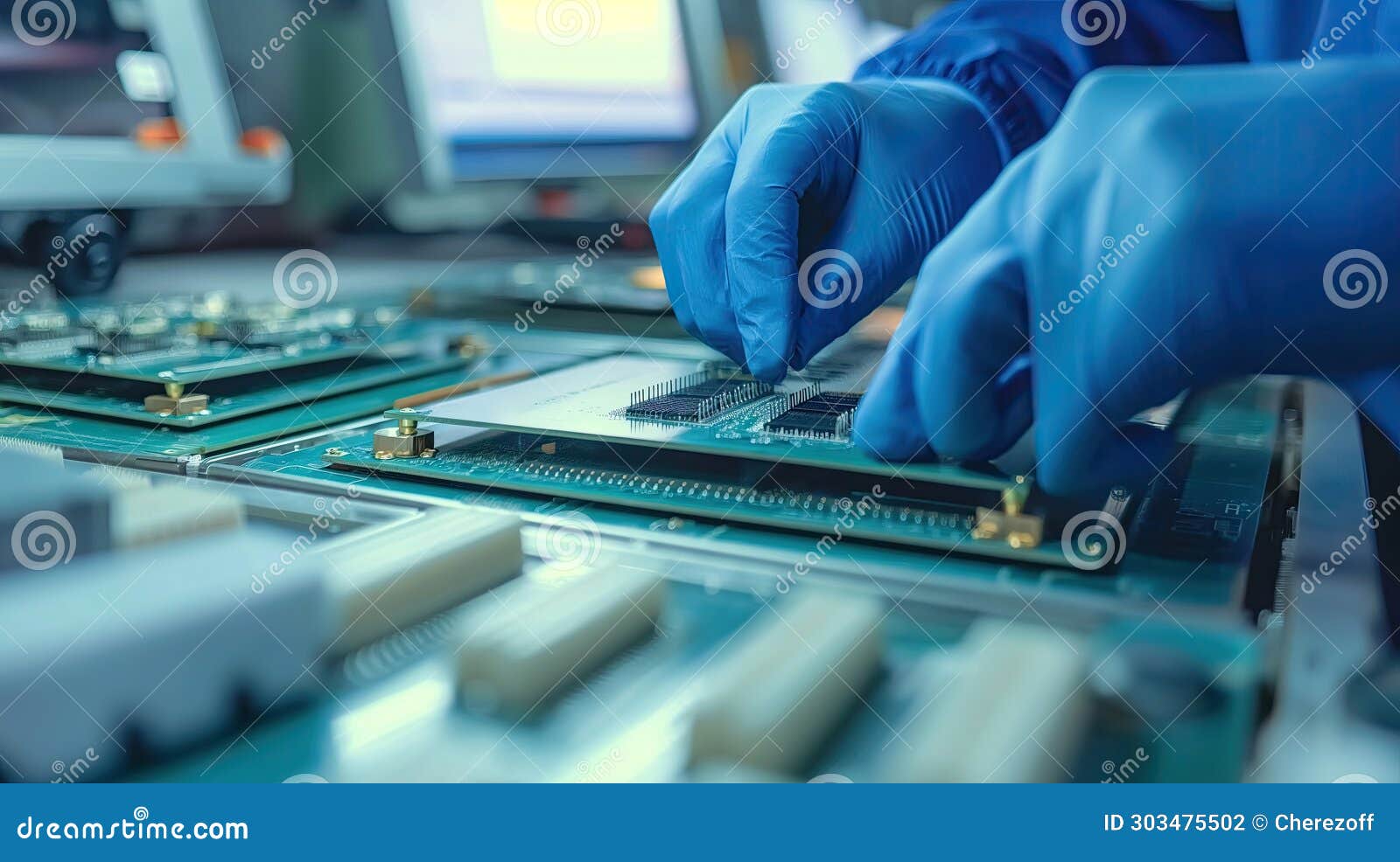 Workers on the Assembly Line Install Chips on Chips Stock Photo - Image ...