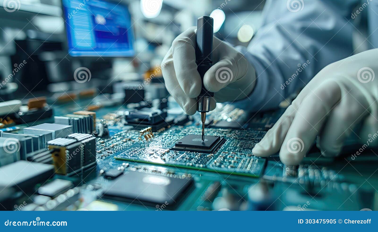 Workers on the Assembly Line Install Chips on Chips Stock Image - Image ...