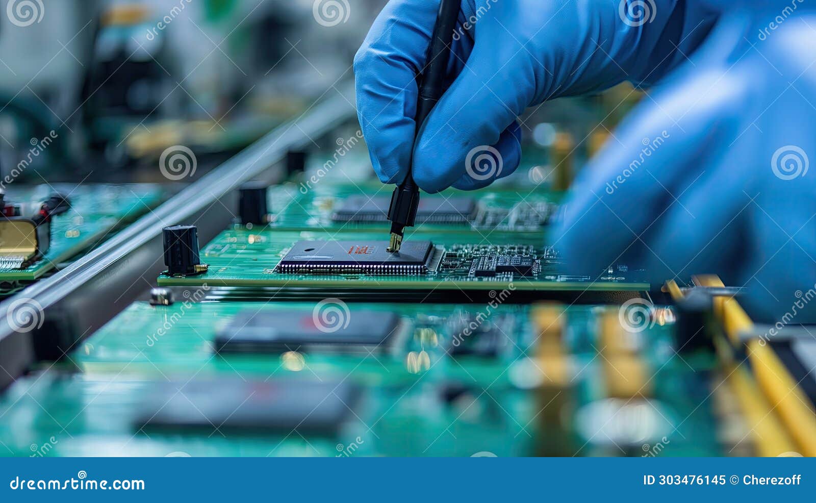 Workers on the Assembly Line Install Chips on Chips Stock Image - Image ...