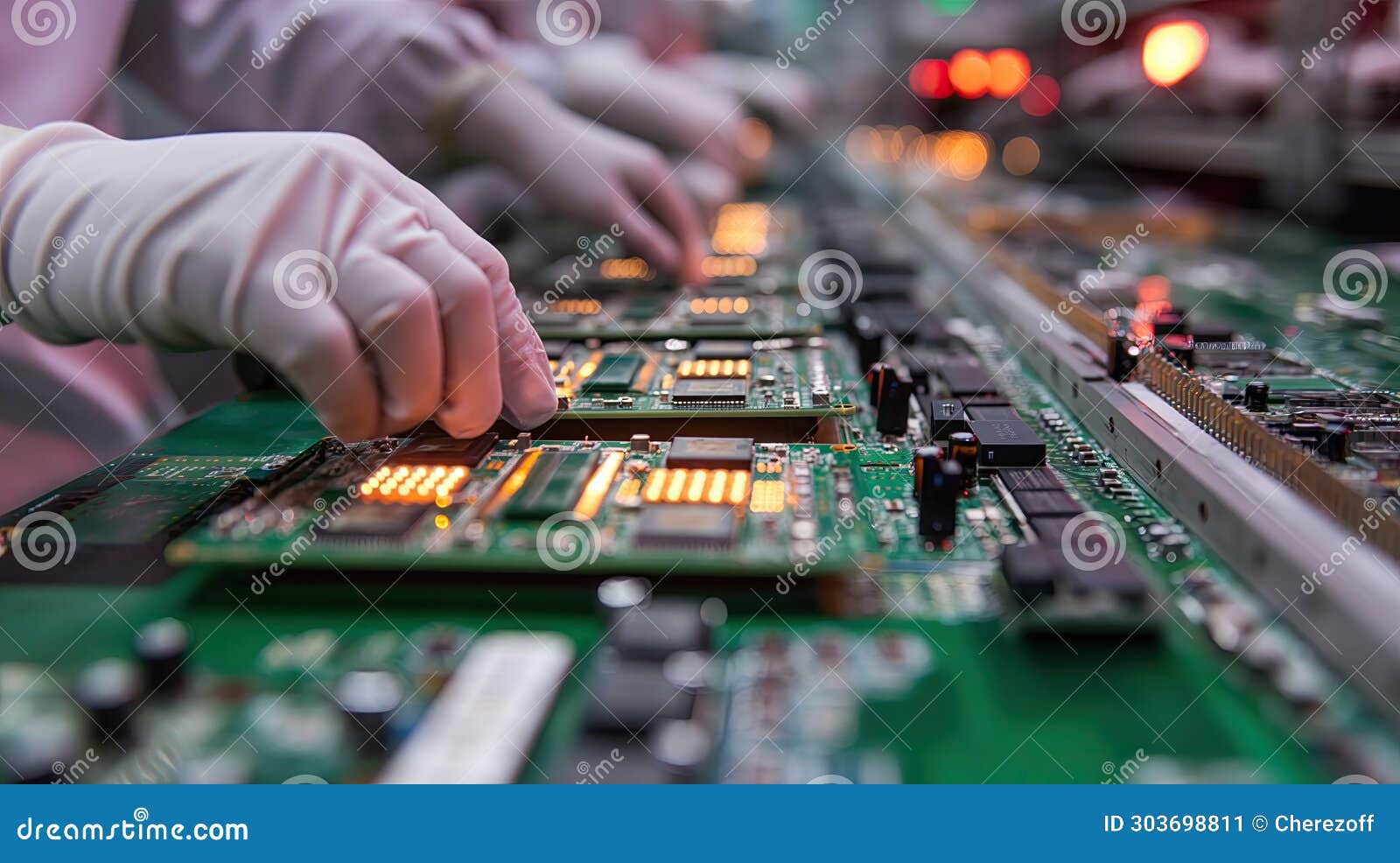 Workers on the Assembly Line Install Chips on Chips Stock Image - Image ...