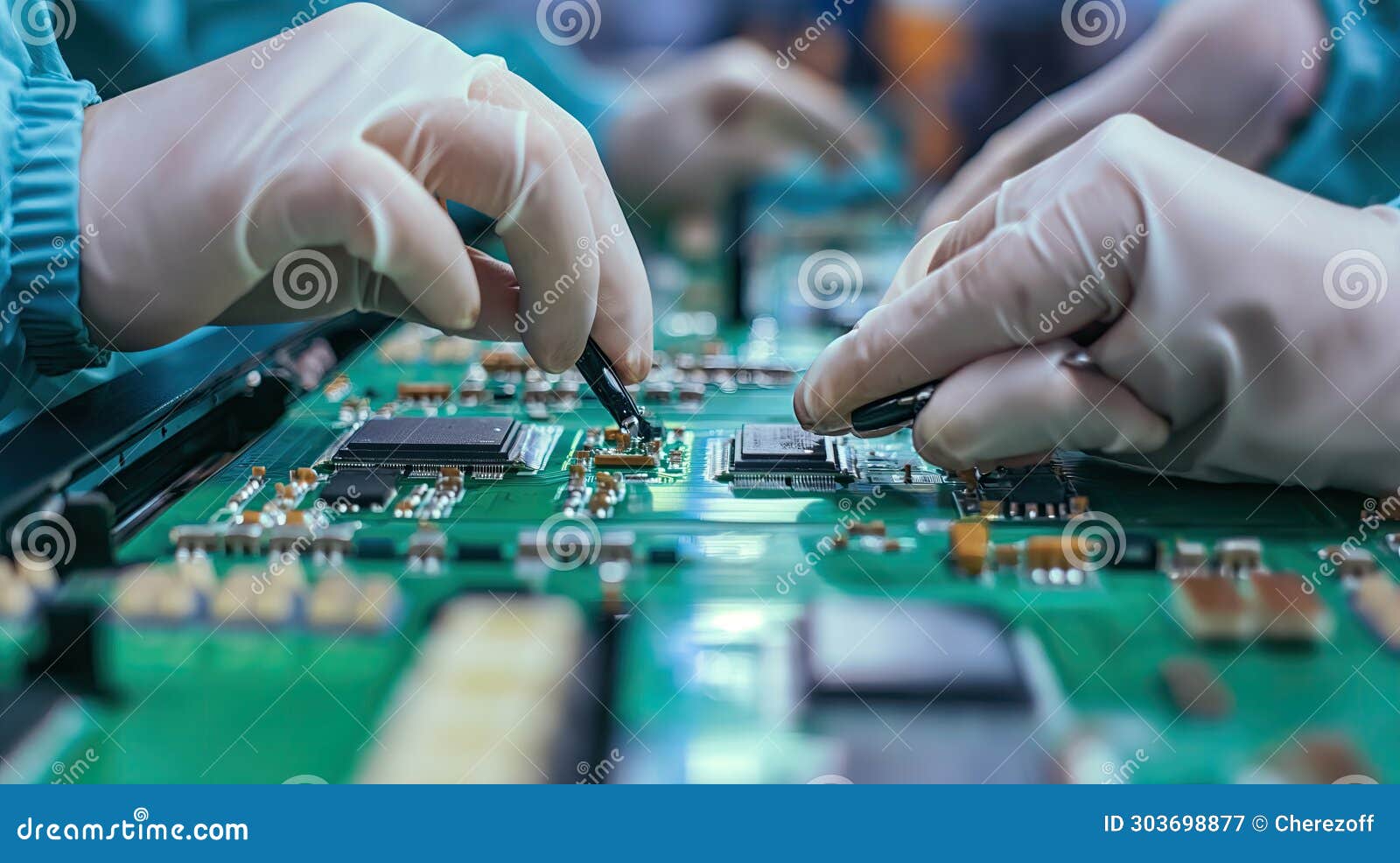 Workers on the Assembly Line Install Chips on Chips Stock Image - Image ...