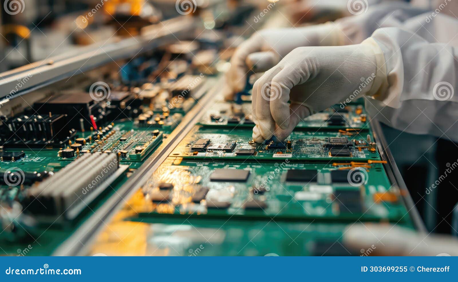 Workers on the Assembly Line Install Chips on Chips Stock Image - Image ...