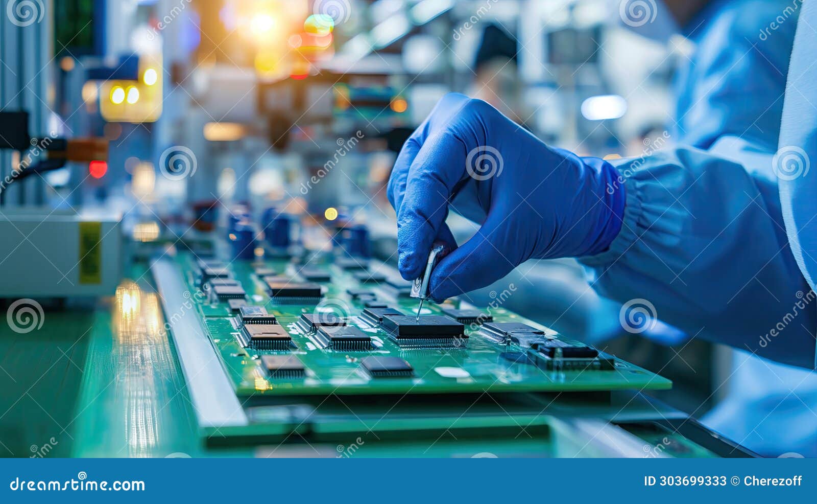 Workers on the Assembly Line Install Chips on Chips Stock Image - Image ...