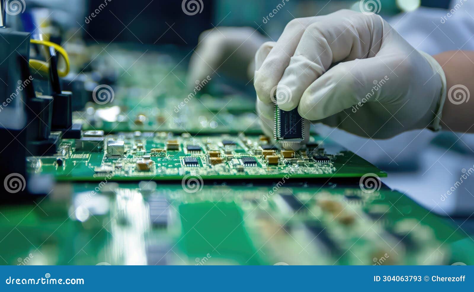 Workers on the Assembly Line Install Chips on Chips Stock Image - Image ...