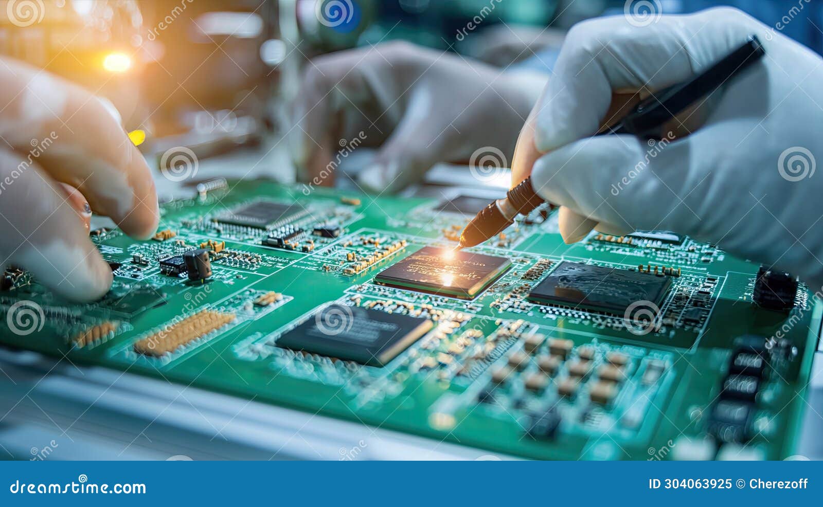 Workers on the Assembly Line Install Chips on Chips Stock Image - Image ...
