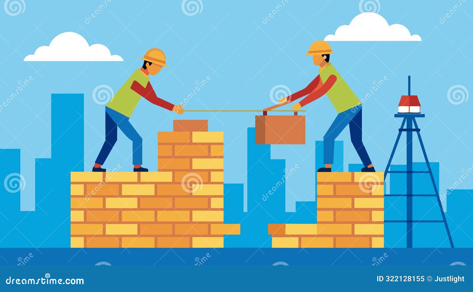 Workers Balancing on Narrow Beams while Laying Bricks for the Facade of ...