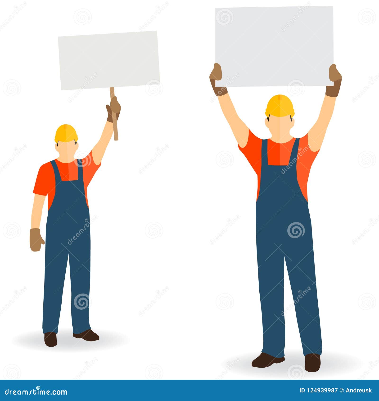 Workers with banner stock vector. Illustration of symbol - 124939987