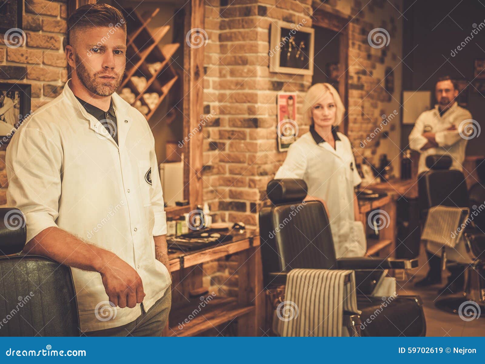 Workers of barber shop stock image. Image of cutting - 59702619