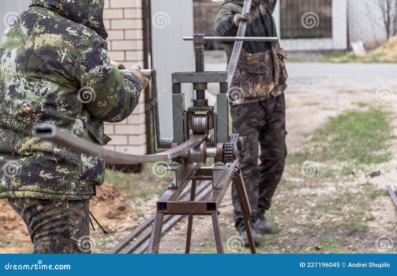 Workers Bend A Red-hot Metal Plate Royalty-Free Stock Image ...