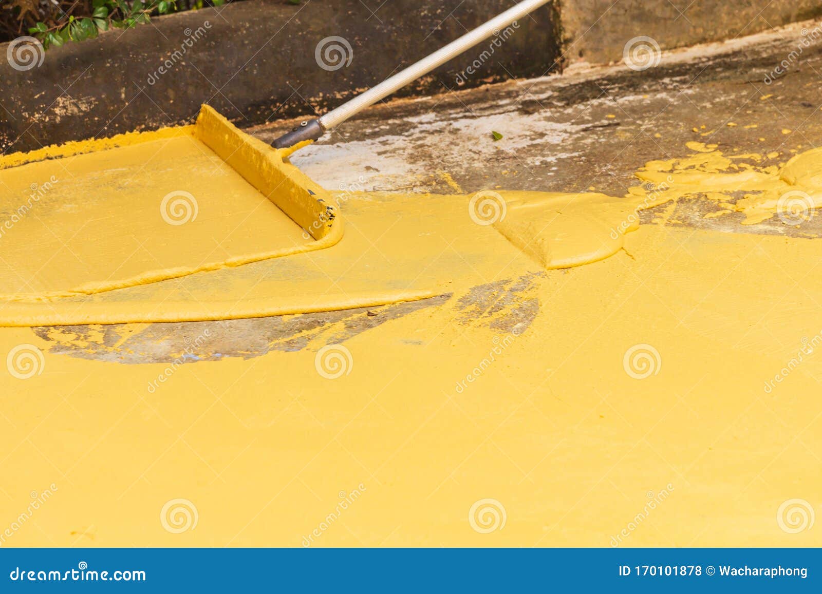 Workers are Blending Yellow Polymer Concrete Stock Photo - Image of ...
