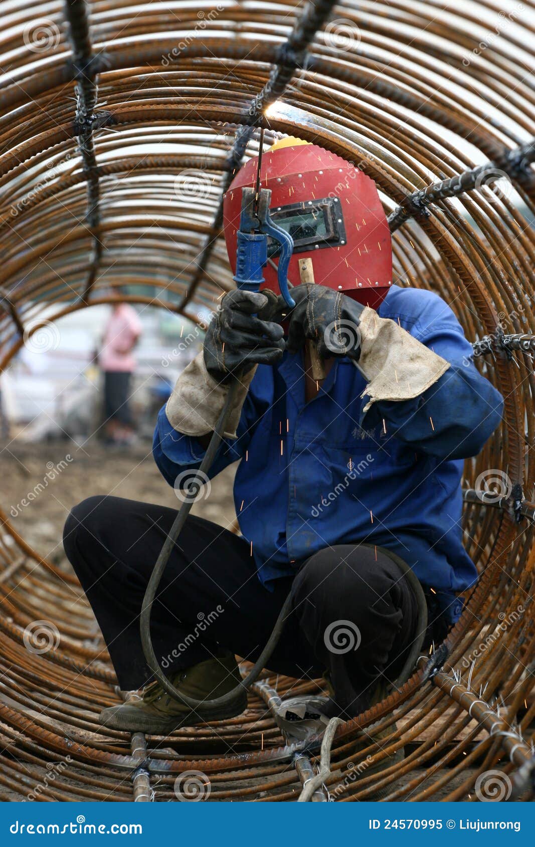 Workers in Bridge Construction Site Stock Image - Image of outdoor ...