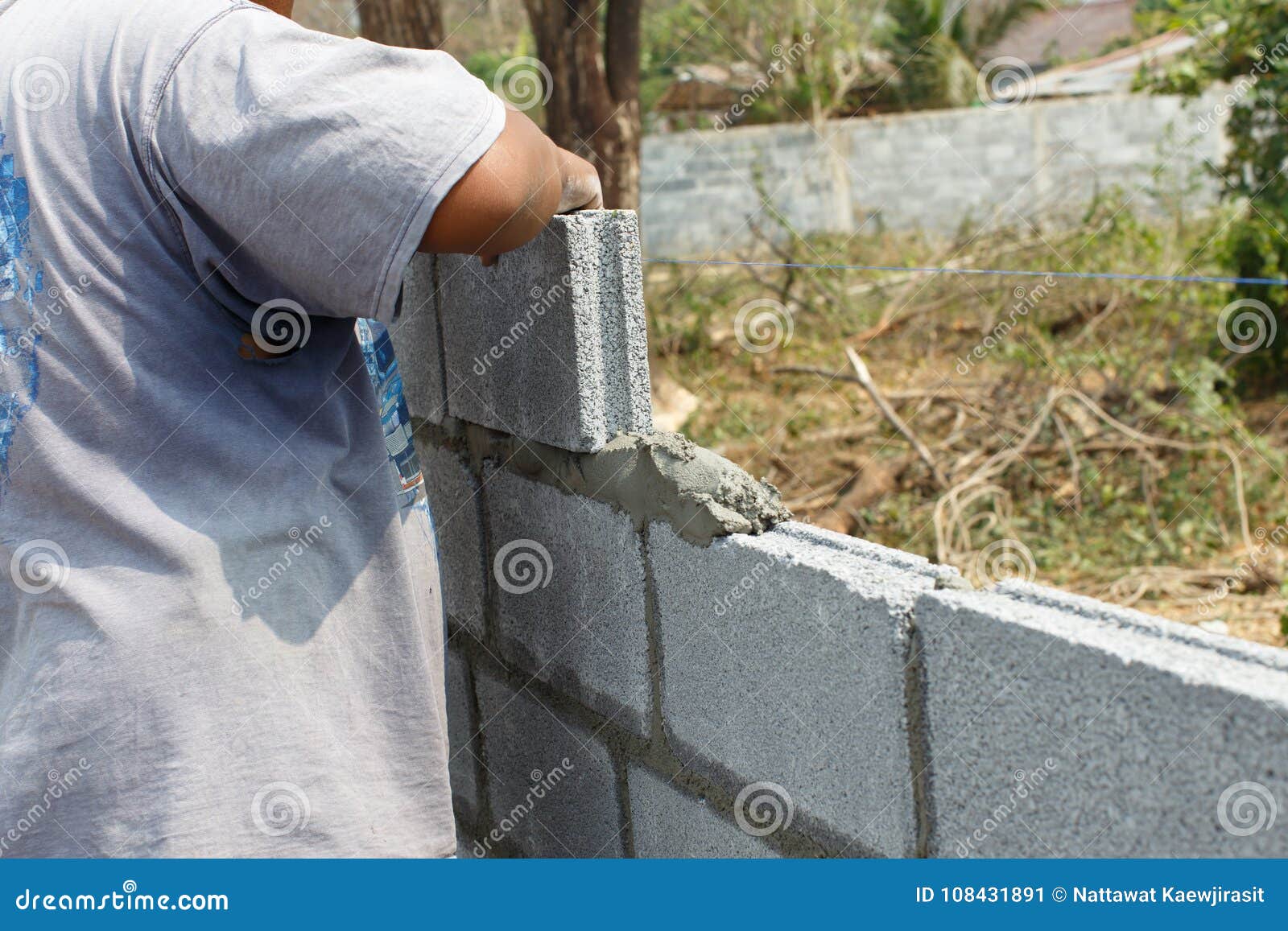 Workers Build a Wall Closeup Detail Stock Image - Image of builder ...