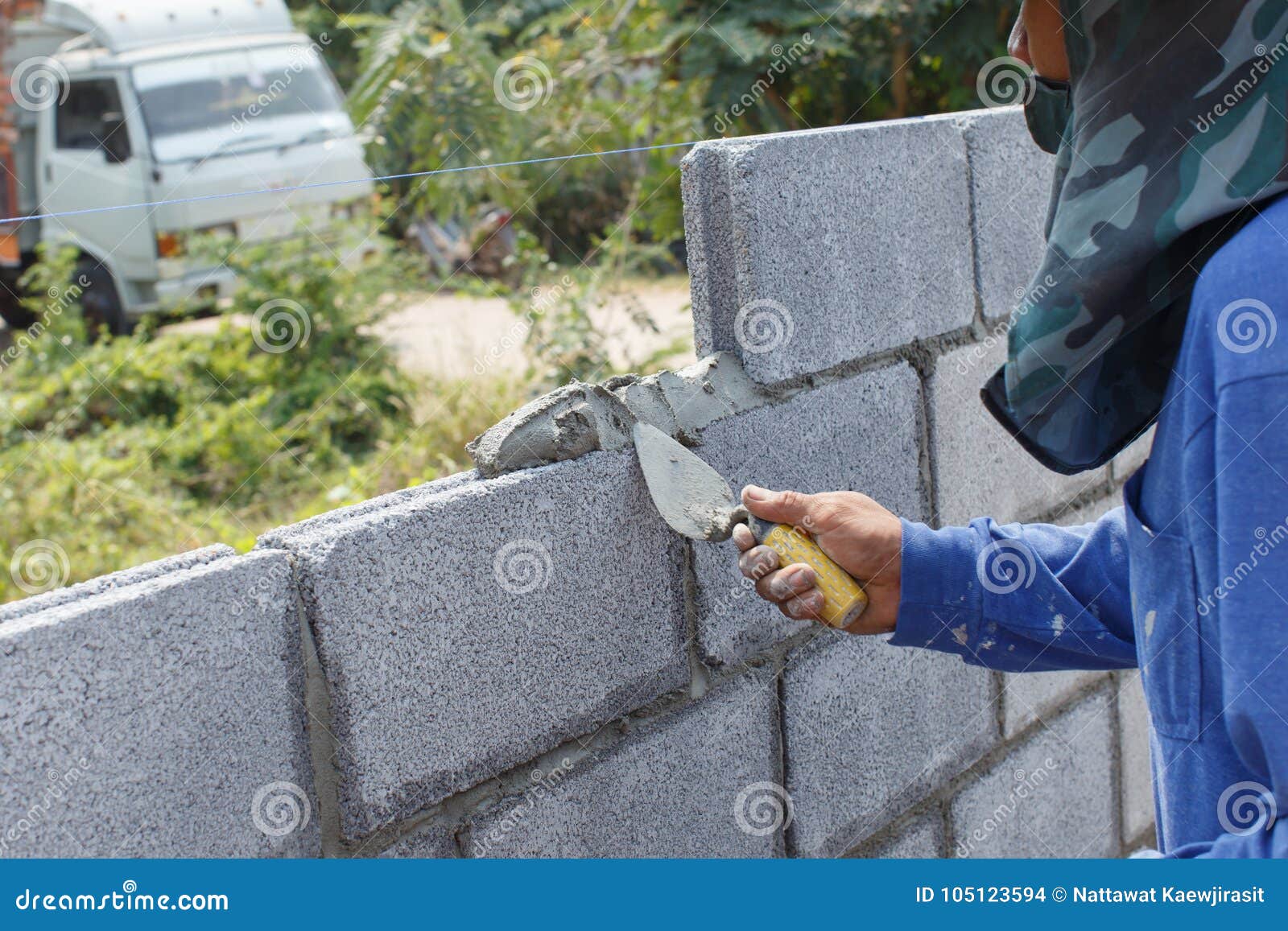 Workers Build a Wall Detail Stock Photo - Image of build, work: 105123594