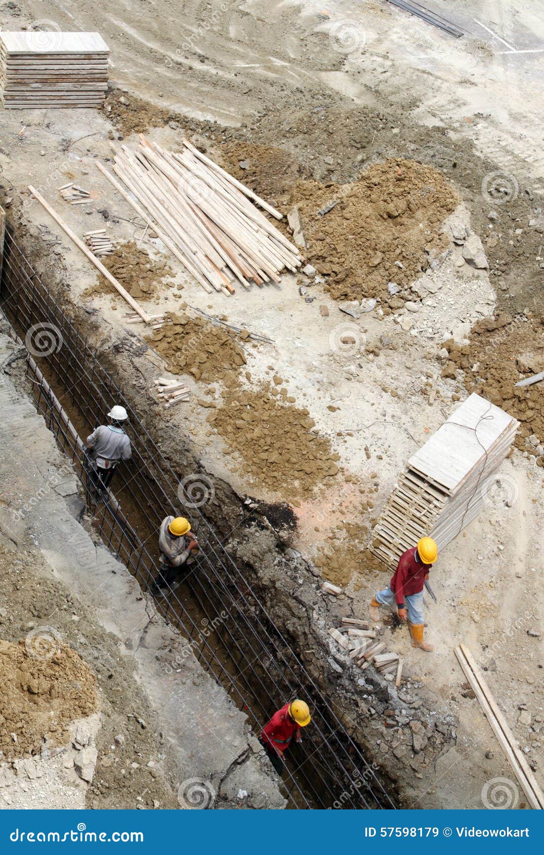 Workers at a Building Construction Site Stock Image - Image of asian ...