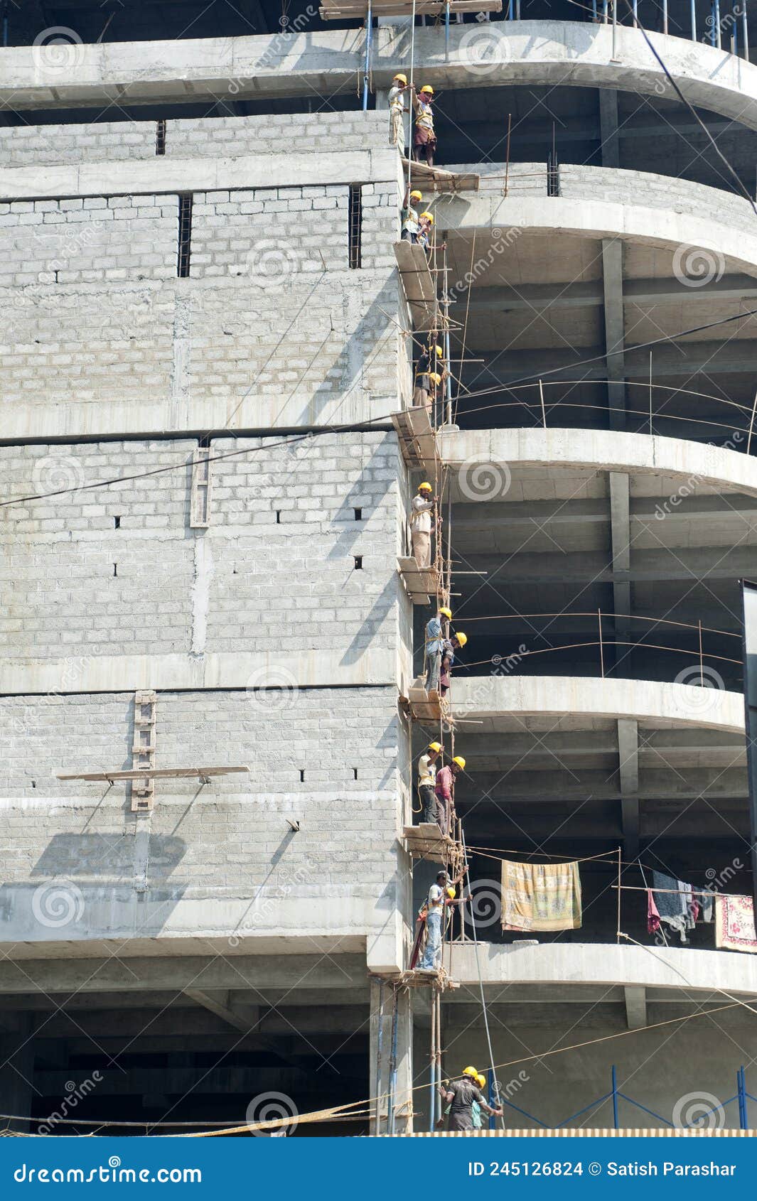 Workers on Building Construction Site Editorial Stock Image - Image of ...