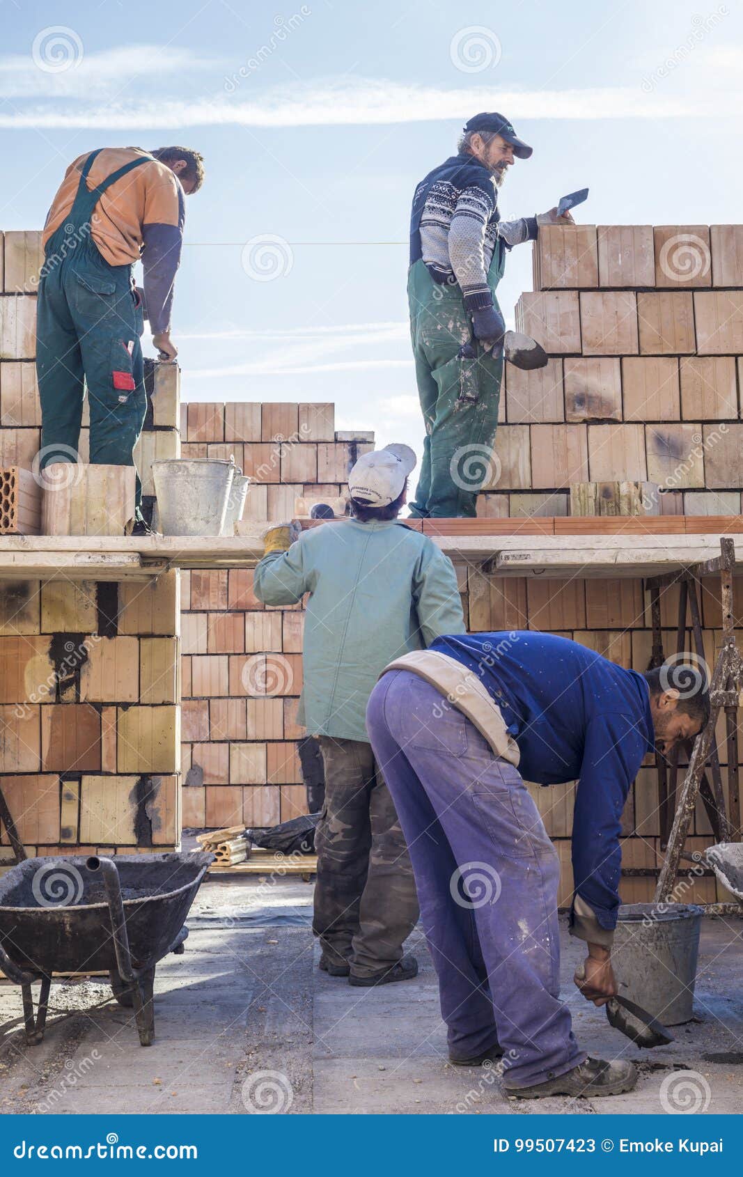Workers Building a House editorial stock photo. Image of house - 99507423