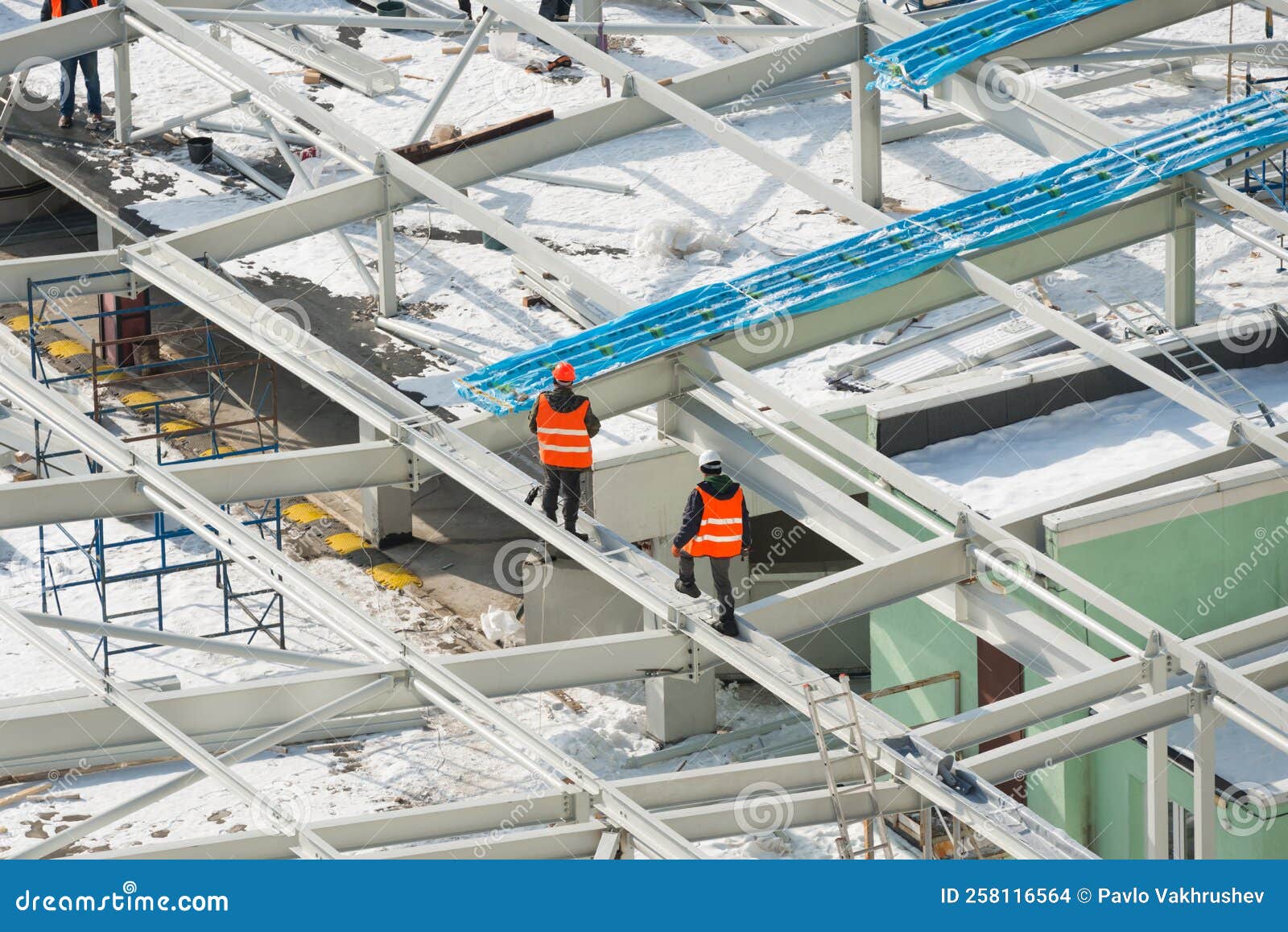 Workers on the Building Roof Stock Photo - Image of high, house: 258116564