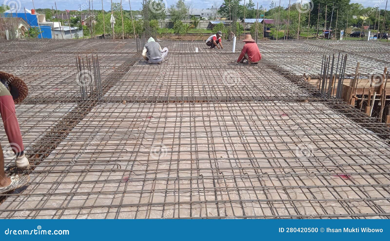 Workers are Busy Installing Steel Reinforcement Editorial Image - Image ...
