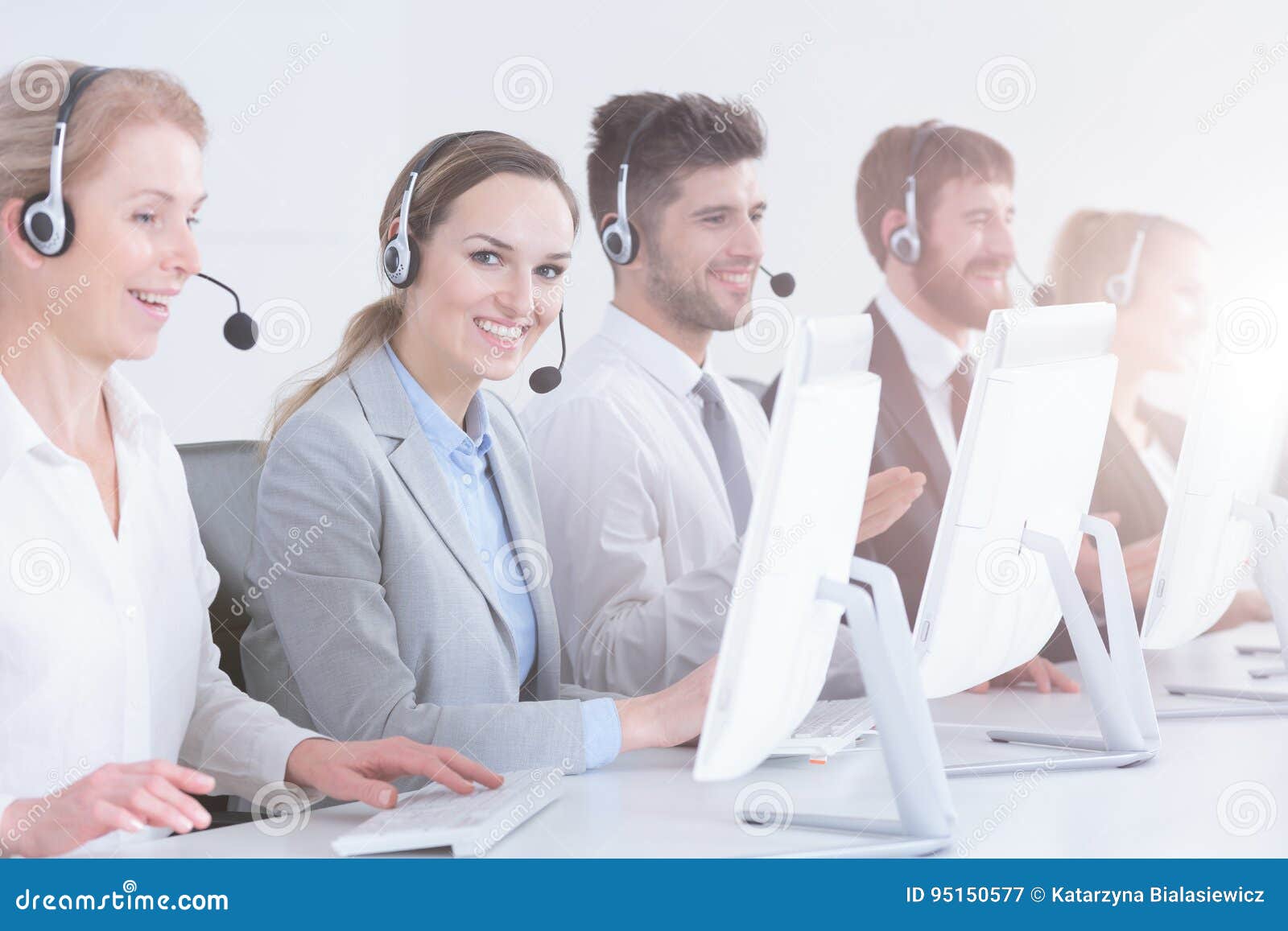 Workers in call center stock image. Image of line, professional - 95150577
