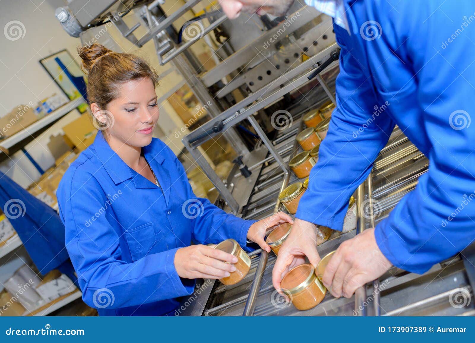 Workers at canning factory stock image. Image of pressure - 173907389