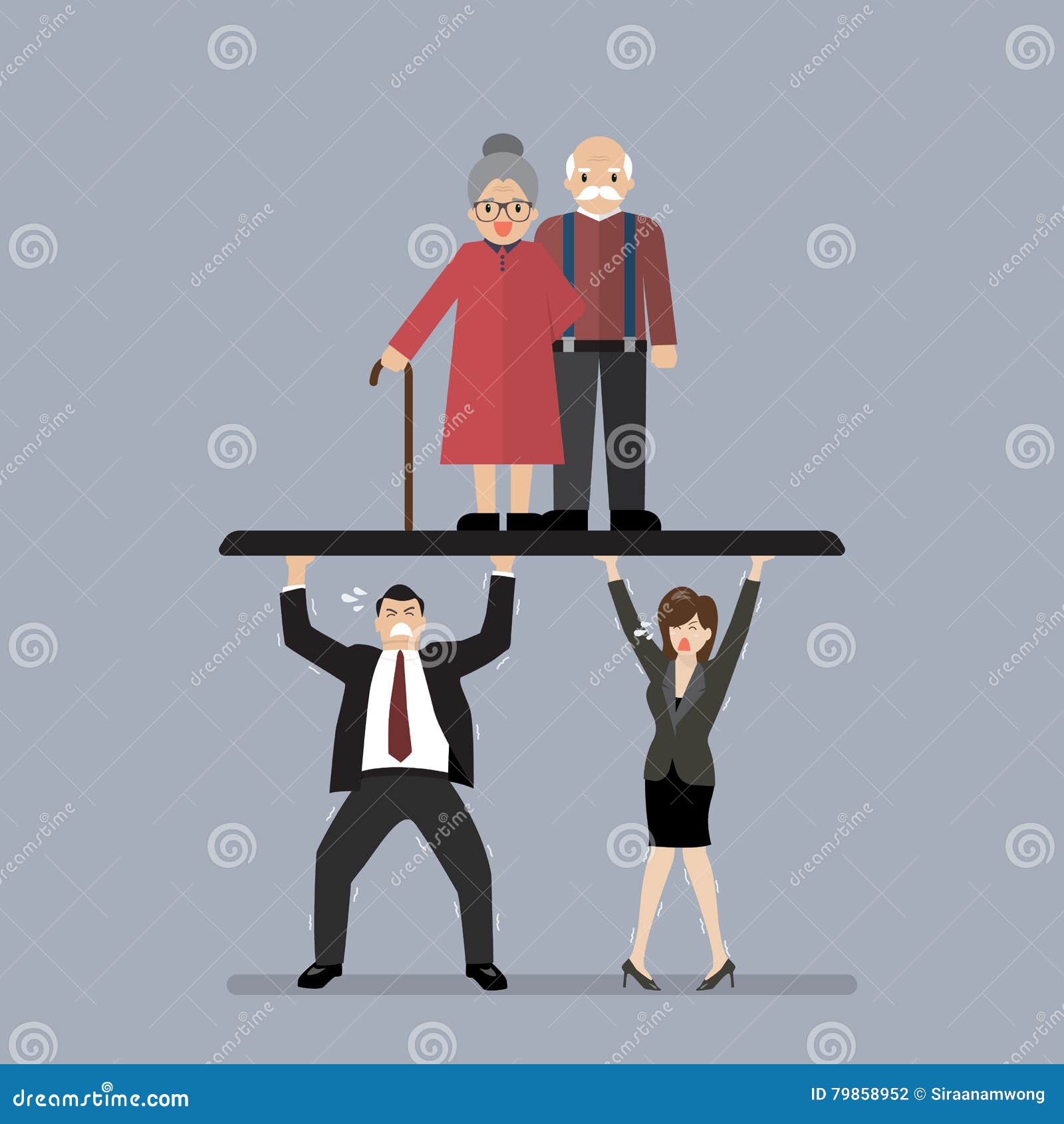 Aging Population Infographic With Old People. Vector Illustration ...