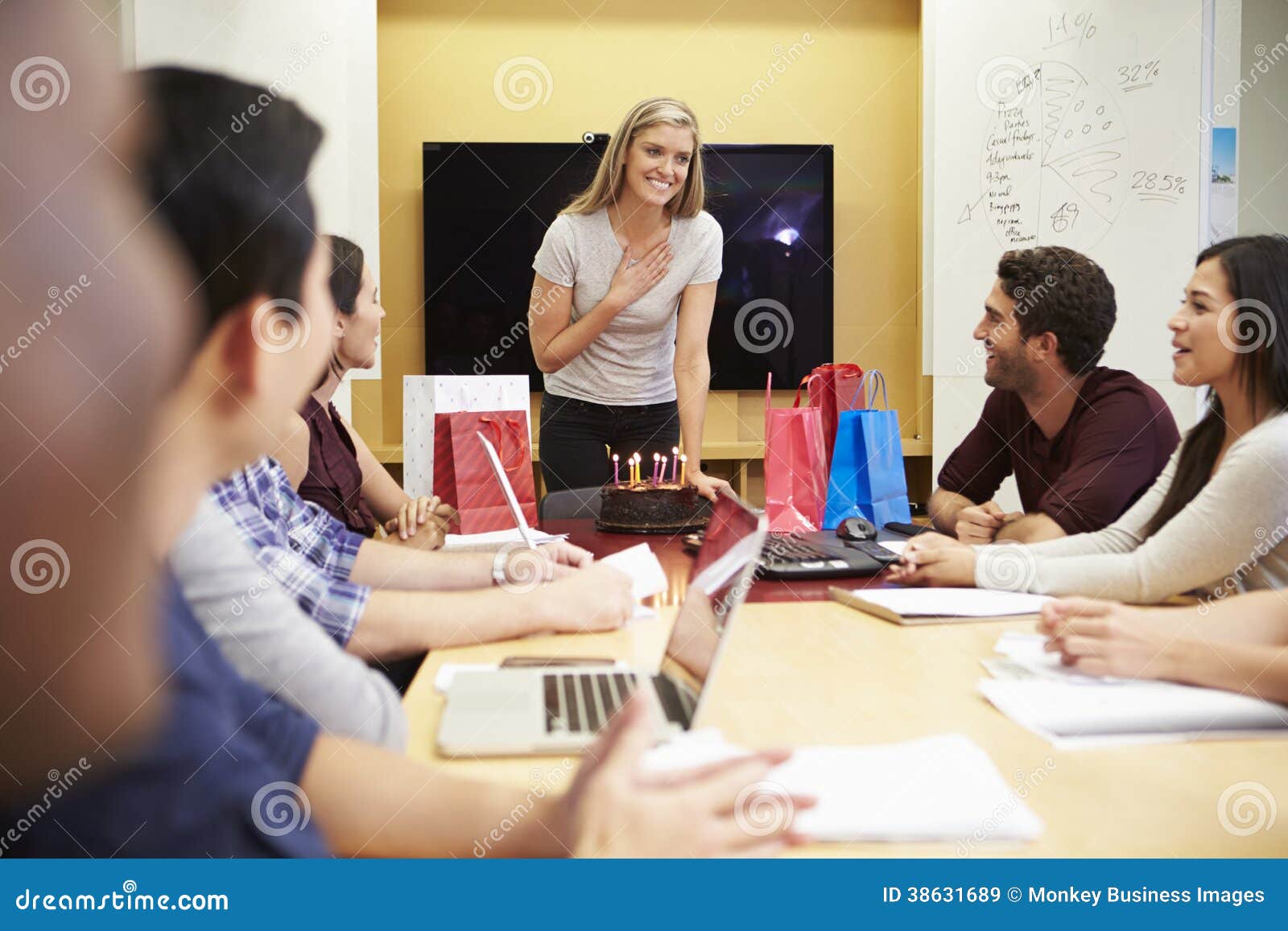 Workers Celebrating Colleague S Birthday in Office Stock Image - Image ...