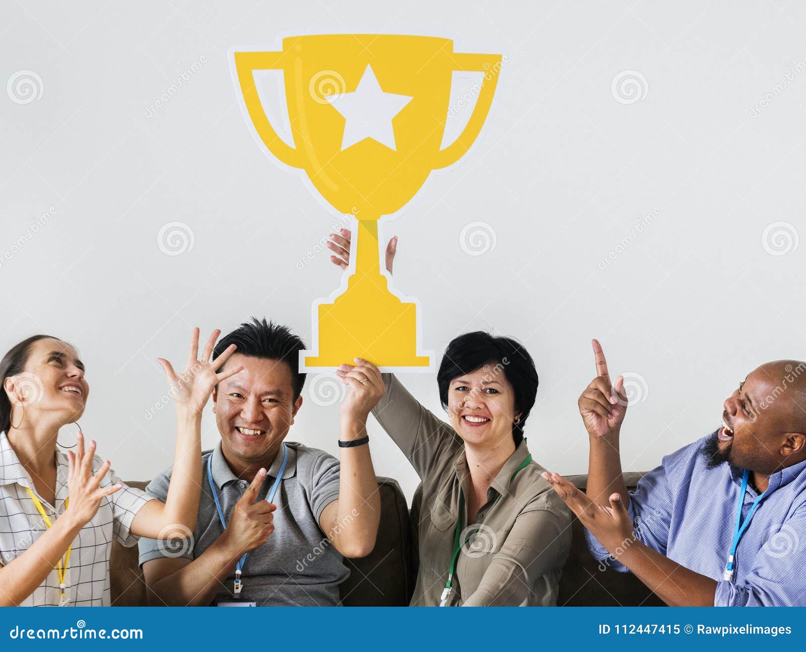 Workers Celebrating Their Success with a Trophy Stock Image - Image of ...