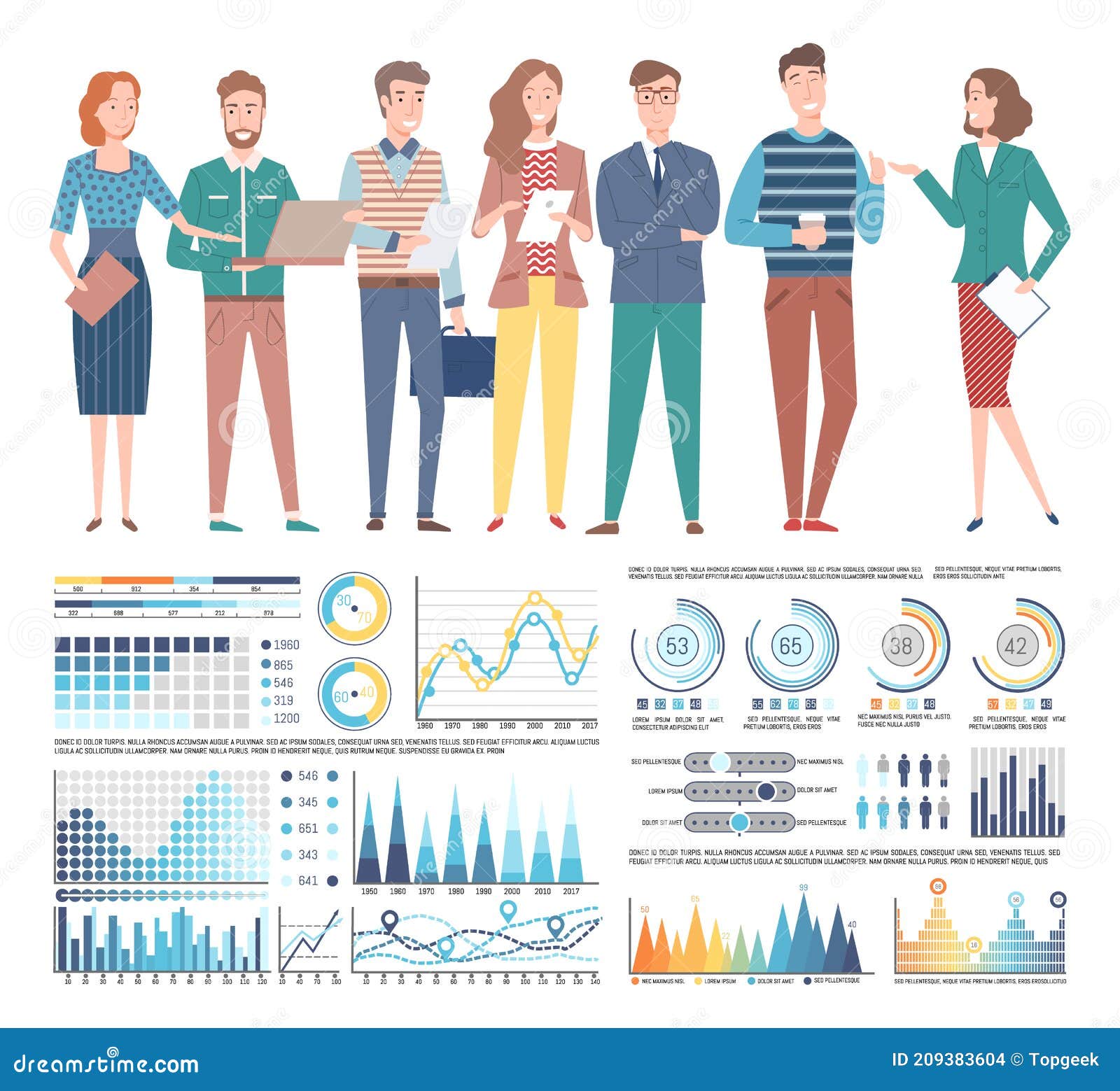 Workers and Chart with Graph Statistic Vector Stock Vector ...