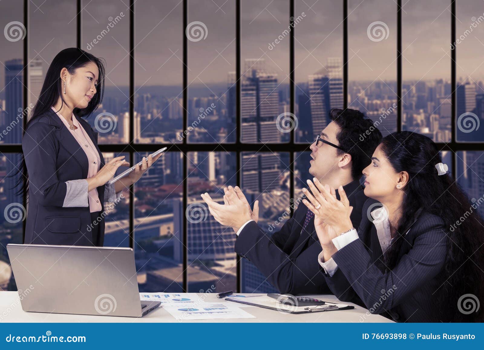 Workers Clapping Hands for Their Partner Stock Photo - Image of clap ...