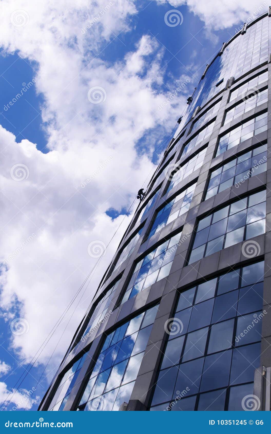 Workers Cleaning Skyscraper Mirrored Windows Stock Image - Image of ...