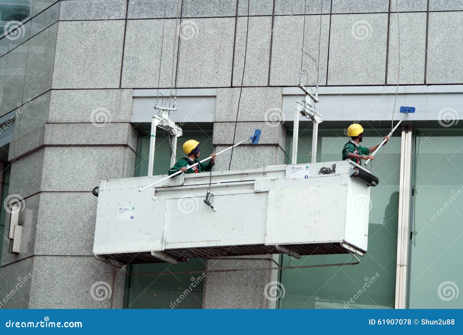 Workers Cleaning Skyscraper Mirrored Windows Editorial Stock Photo ...