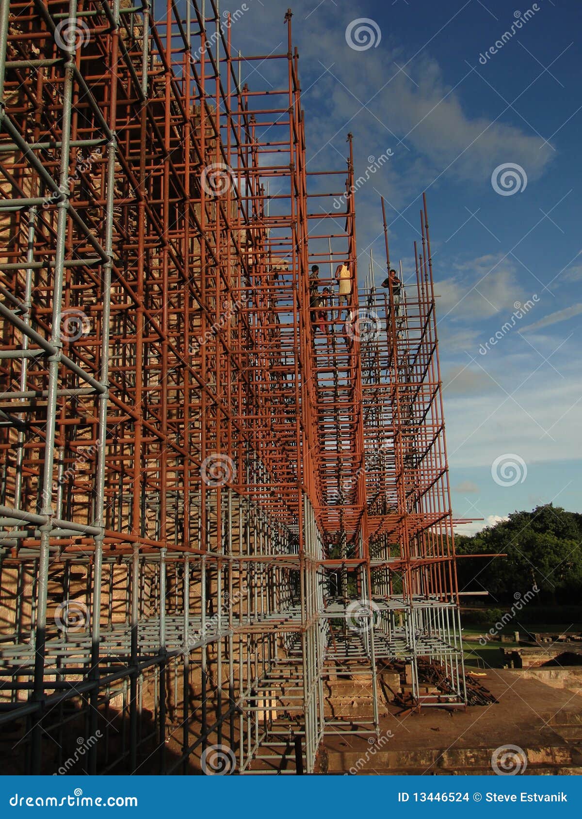Workers Climb Iron Scaffolding Editorial Stock Image - Image of asia ...