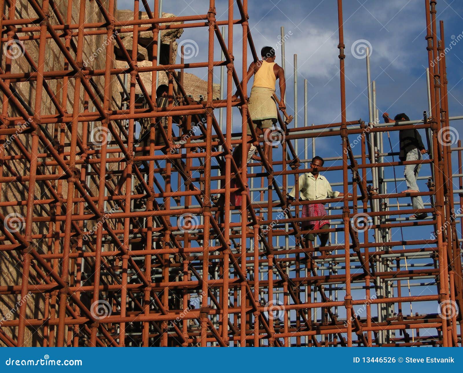 Workers Climb Iron Scaffolding Editorial Photo - Image of ancient ...