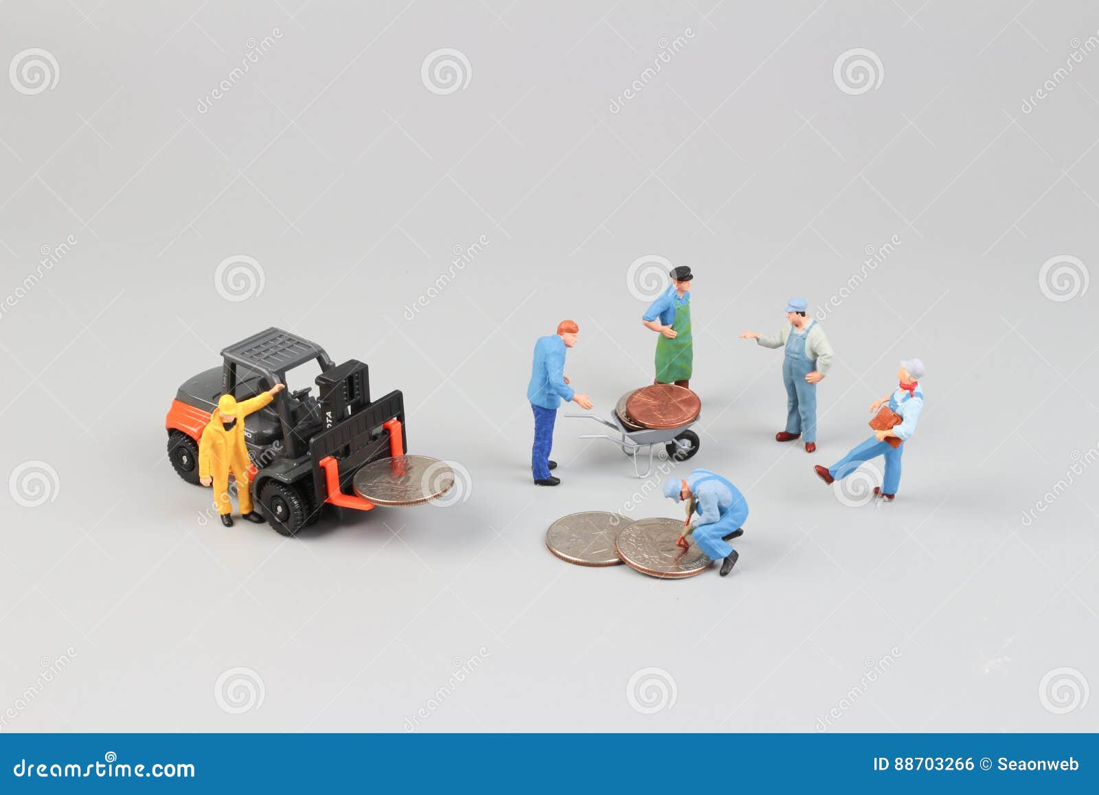 The Workers with Coin Money at Site Stock Photo - Image of human ...