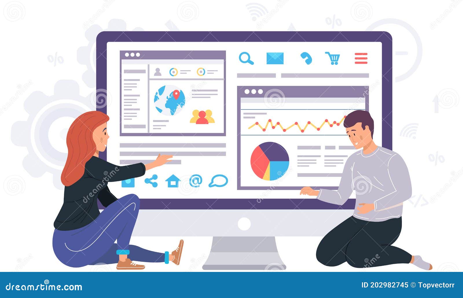 Workers Communicate, Solve Business Development Issues, Graphical ...